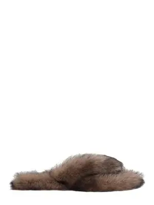 Dolce & Gabbana Shearling Flip-flops - Brown