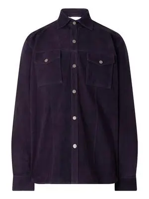 Altea Suede Button-down Jacket - Blue