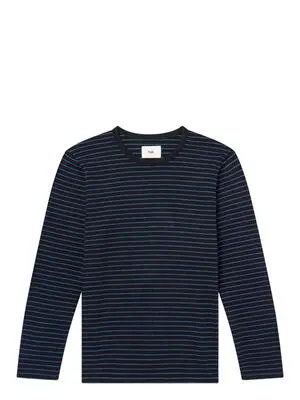 Folk Striped Cotton T-shirt - Black