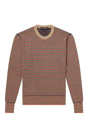 WALES BONNER Chant Striped Merino Wool Sweater - Brown