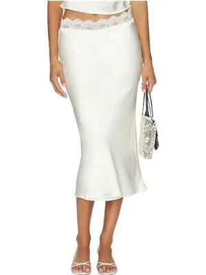 MORE TO COME Lace Trimmed Midi Skirt - Ivory