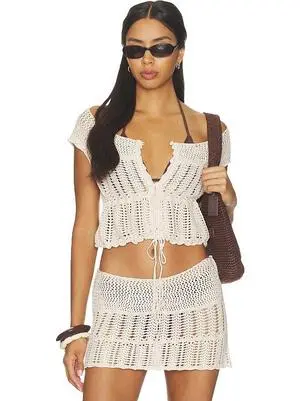 MIRROR PALAIS Sicilia Cropped Knit Top - Light Blush