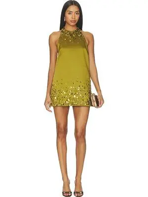 Retrofete Tobonie Embroidered Dress In Green - Basil