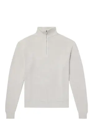 Ralph Lauren Purple Label Silk And Cotton-blend Half-zip Sweater - Gray