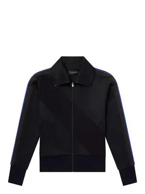 WALES BONNER Logo-embroidered Striped Jersey Track Jacket - Black