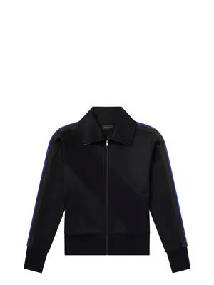 WALES BONNER Logo-embroidered Striped Jersey Track Jacket - Black