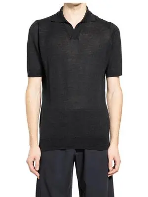 LARDINI Short-sleeved Polo Shirt - Black