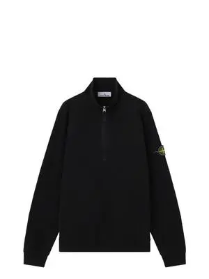 STONE ISLAND Regular-fit Half-zip Sweatshirt With Ribbed Inserts