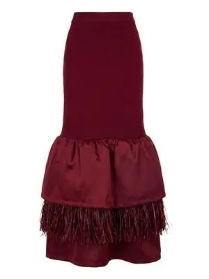 FLAUNT ARCHIVE Margaux Raffia Skirt - Red
