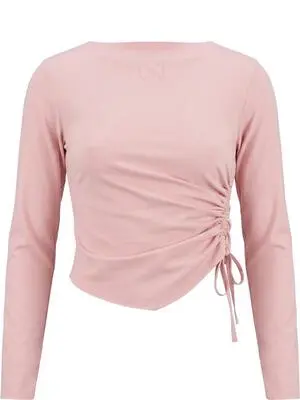 GUILLAUME ALEXANDRE Long Sleeve Fitted Top With Side Ruching - Pink