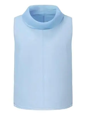 FRONT ROW SHOP Sleeveless Silk Organza High Neck Top - Blue