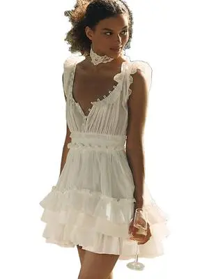 V. CHAPMAN X Kristopher Brock Andalusia 100% Cotton Mi Dress - White