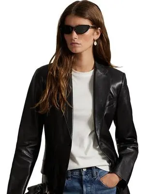 Ralph Lauren Single-breasted Lambskin Blazer - Black