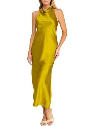 SOCIALITE Racerback Satin Dress - Chartreuse