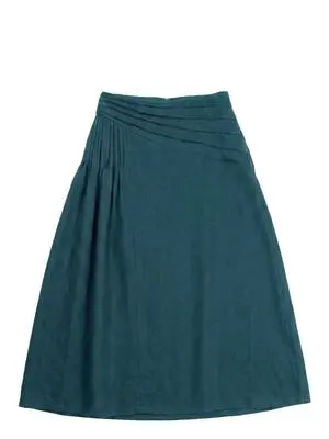 TAARACH & AMPERSAND Linen Midi Skirt With Drawstring Detailing - Blue