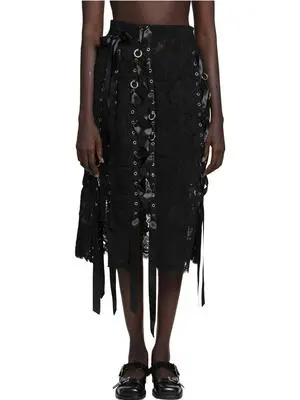 Simone Rocha Lace Ribbon-loop Skirt - Black