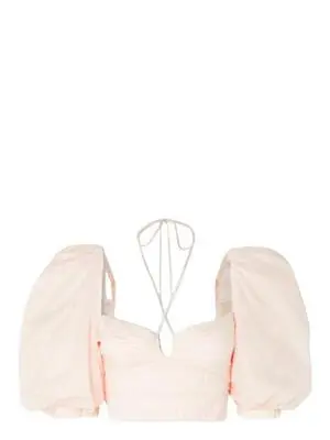 JOHANNA ORTIZ Johanna Ortiz Cropped Puff Sleeve Cotton Voile Blouse