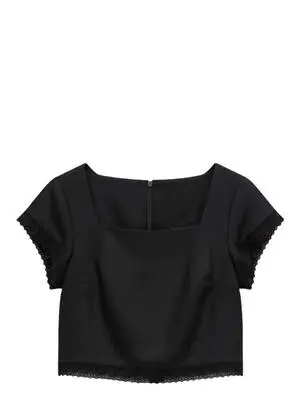 POSSE Posse Square Neck Top With Lace Trim