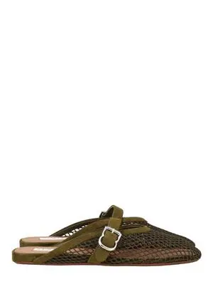 Alaïa Mesh Mule With Buckled Strap - Green