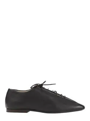 LEMAIRE Souris Flat Classic Black Calf Leather Derbies - Brown