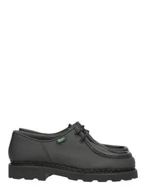 Paraboot Michael Derbies In Hammered Leather With Thick Rubber Sole - Black
