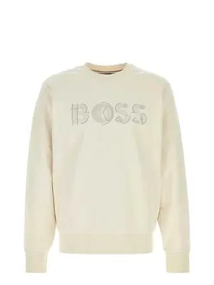 BOSS Ivory Cotton Sweatshirt - White