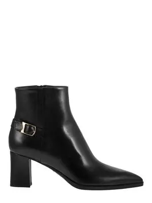 Santoni Elly65 Leather Ankle Boots With Block Heel - Black