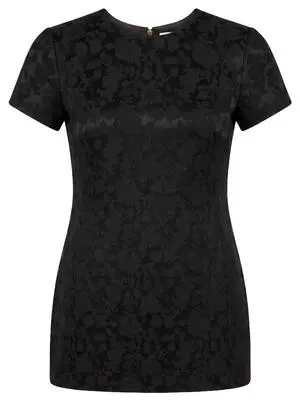Saint Laurent Short Sleeve Jacquard Dress - Multicolor