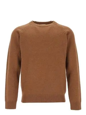 Saint Laurent Crew Neck Cashmere Sweater With Raglan Sleeves - Brown