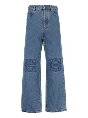 Loewe Anagram Embroidered Baggy Denim Jeans - Blue