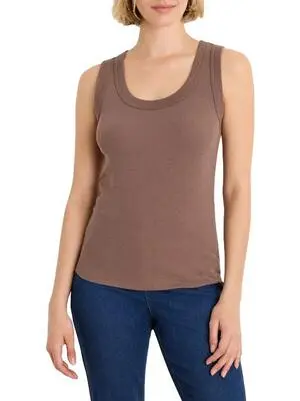 NIC+ZOE Ribbed Scoop Neck Tank - Cocoa