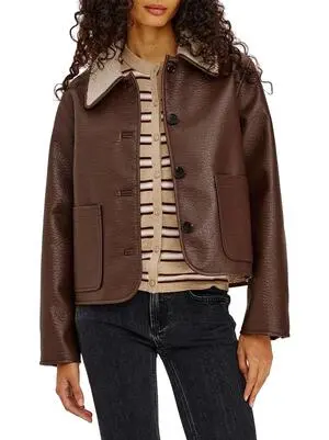 Rails Terra Faux Leather Jacket With Faux Fur Collar - Espresso