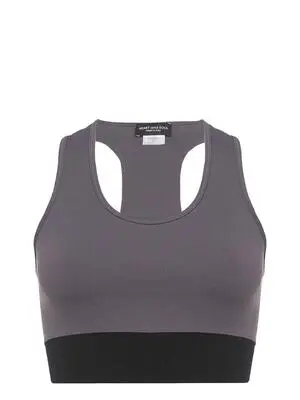 HEART AND SOUL Seamless Activewear Top With T-shaped Back - Grey/black