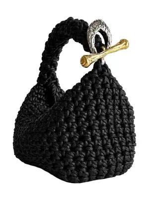 ISKRA Black Gigi Clasp Bag - Faux Rope Black