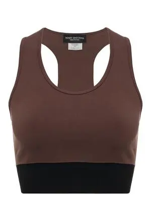 HEART AND SOUL Seamless Activewear Top With T-shaped Back - Brown/black