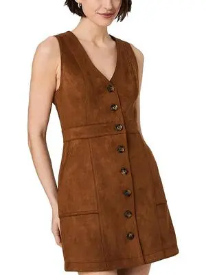 French Connection Laney Faux Suede Pocket Dress - Tan