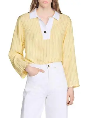 Sandro Striped Cotton Shirt - Yellow