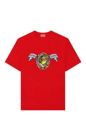 Kenzo Cotton T-shirt With Jumping Tiger Graphic - Red