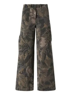 Pinko Camouflage Wide-leg Cargo Pants - Mult.verde/nero