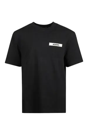 Jacquemus Front Logo Short Sleeve Crew Neck T-shirt - Black