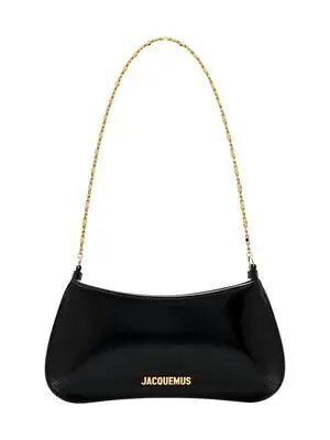 Jacquemus Leather Chain Handbag With Gold-tone Hardware - Black