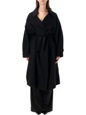 THE FRANKIE SHOP Oversized Belted Wool-blend Coat - Nero