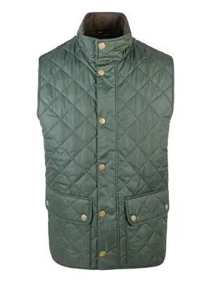 Barbour Quilted Puffer Vest With Snap Front - Sage