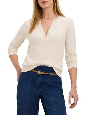 NIC+ZOE NIC+ZOE Henley Ruffle Sweater Coconut