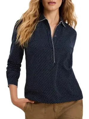 NIC+ZOE Derby Dot Polo Top - Indigo Multi
