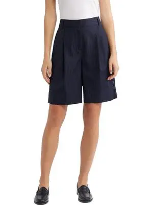 ROWING BLAZERS Pinstriped Tailored Bermuda Shorts - Navy