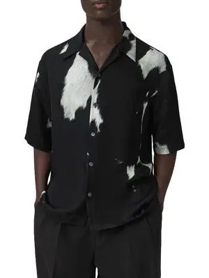ALLSAINTS Templar Print Short Sleeve Button-up Shirt - Black