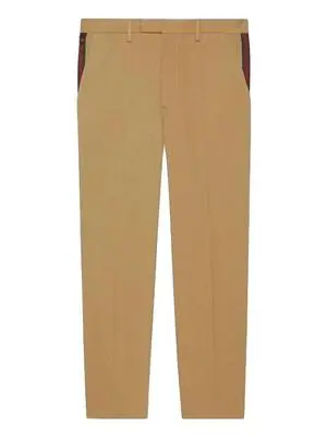 Gucci Cotton Ankle Pant With Web Detail - Tan