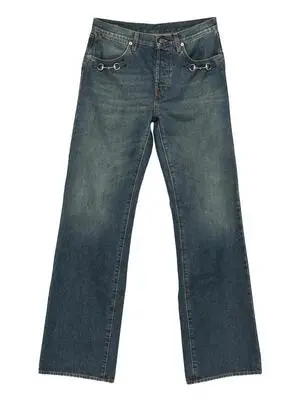 Gucci Washed Denim Wide-leg Jeans With Horsebit Detail - Blue