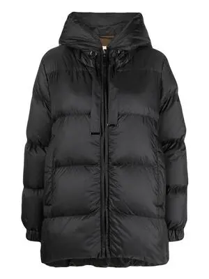 Max Mara Down-feather Padded Quilted Hooded Coat - Black